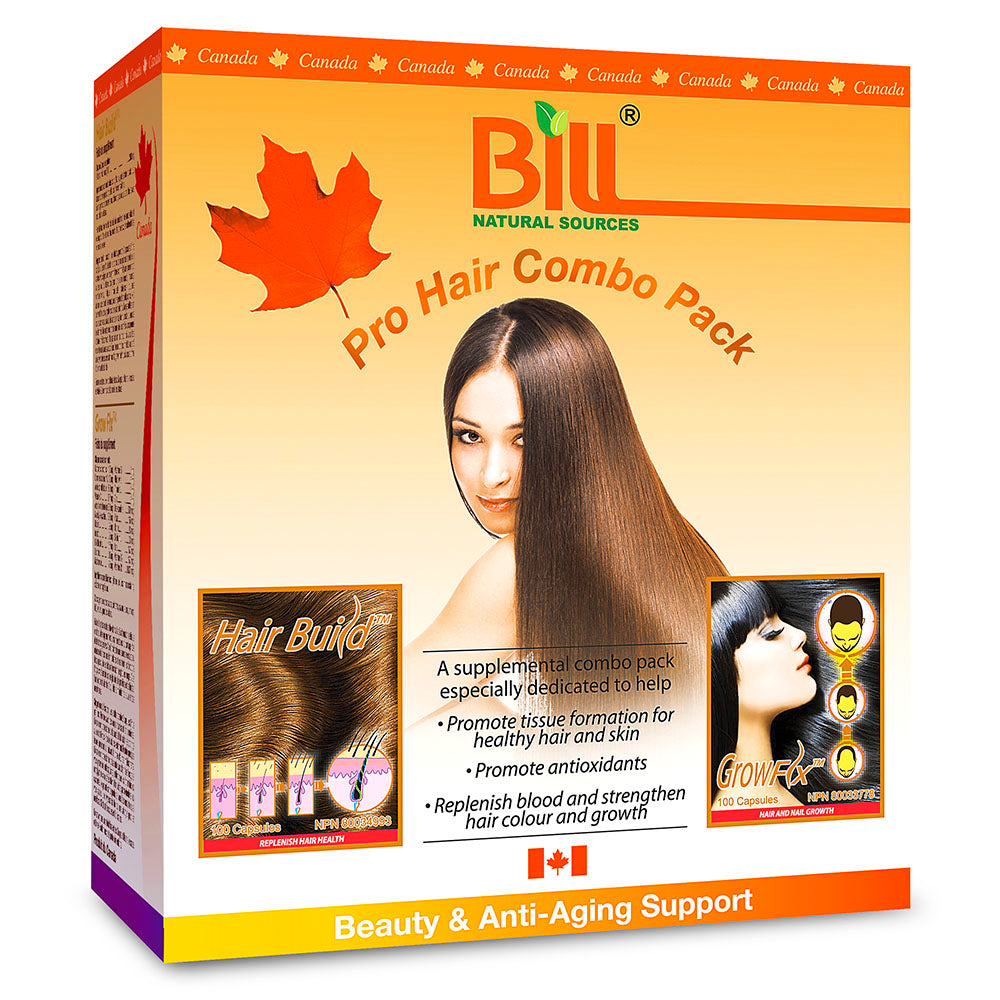 BILL Natural Sources® Pro Hair Combo Pack (GrowFLX 100 capsules + Hair ...